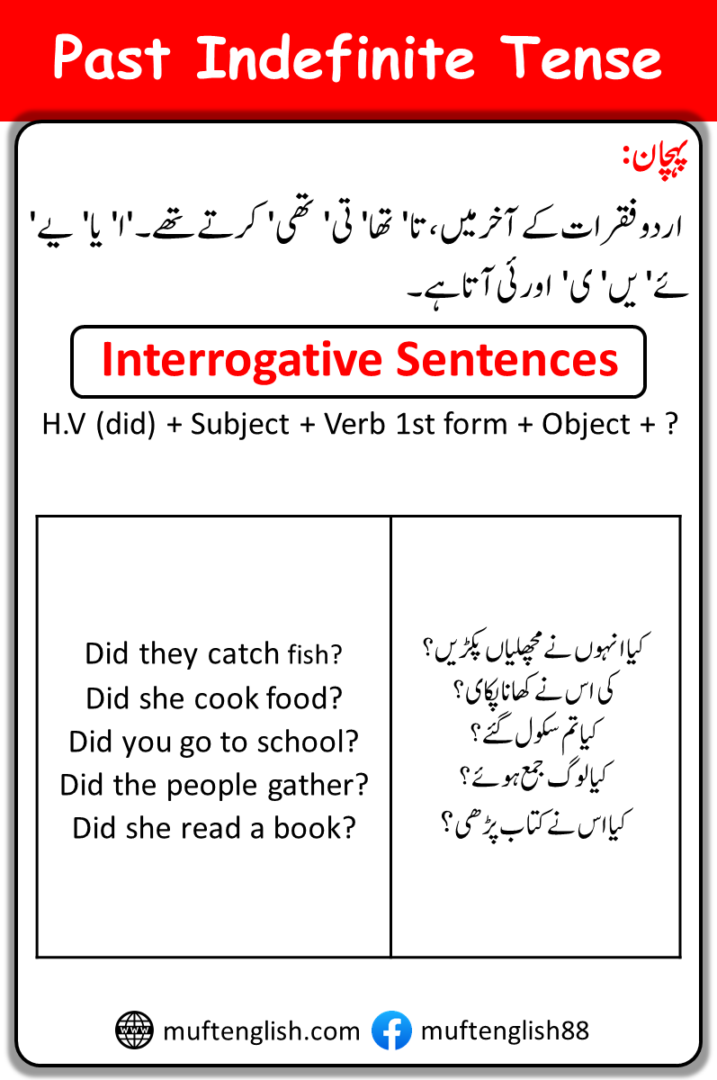 Past Indefinite Tense with Examples in Urdu