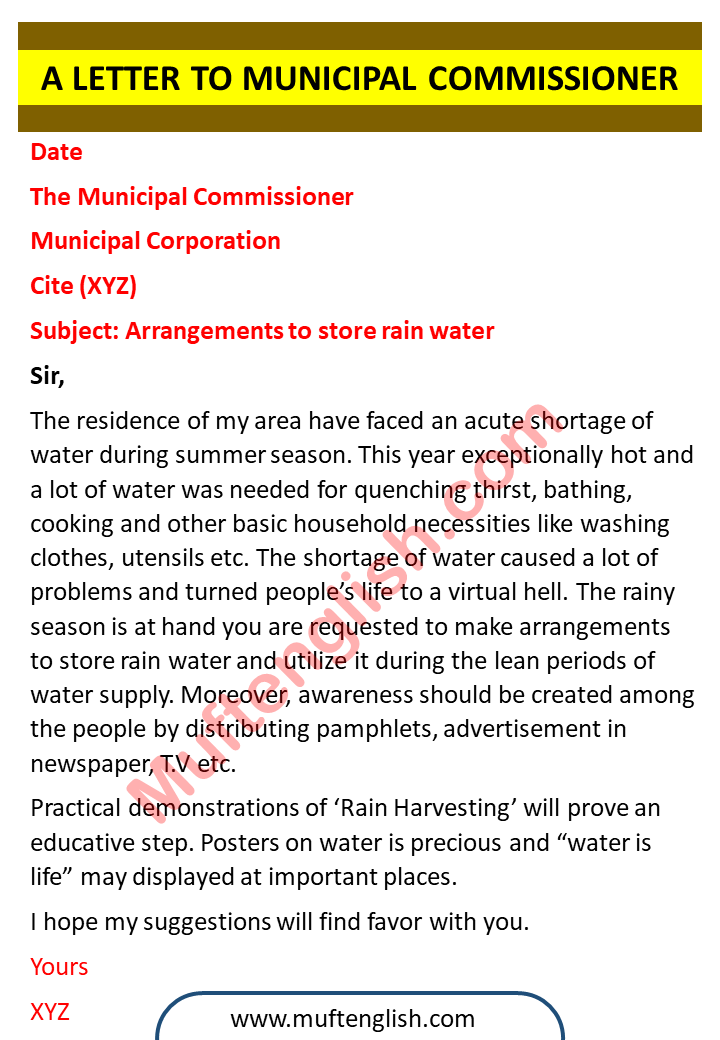 How To Write a Letter To Municipal Commissioner