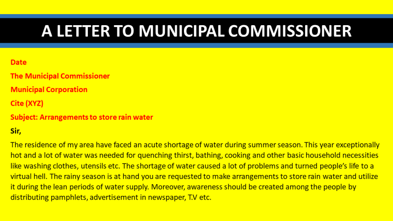 How To Write a Letter To Municipal Commissioner