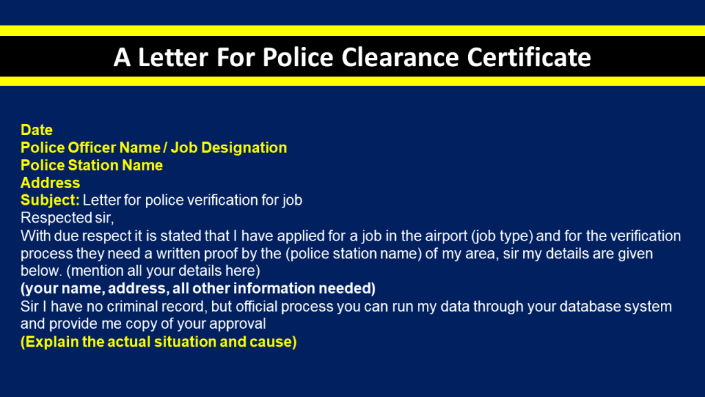 Write a Letter for Police Clearance Certificate