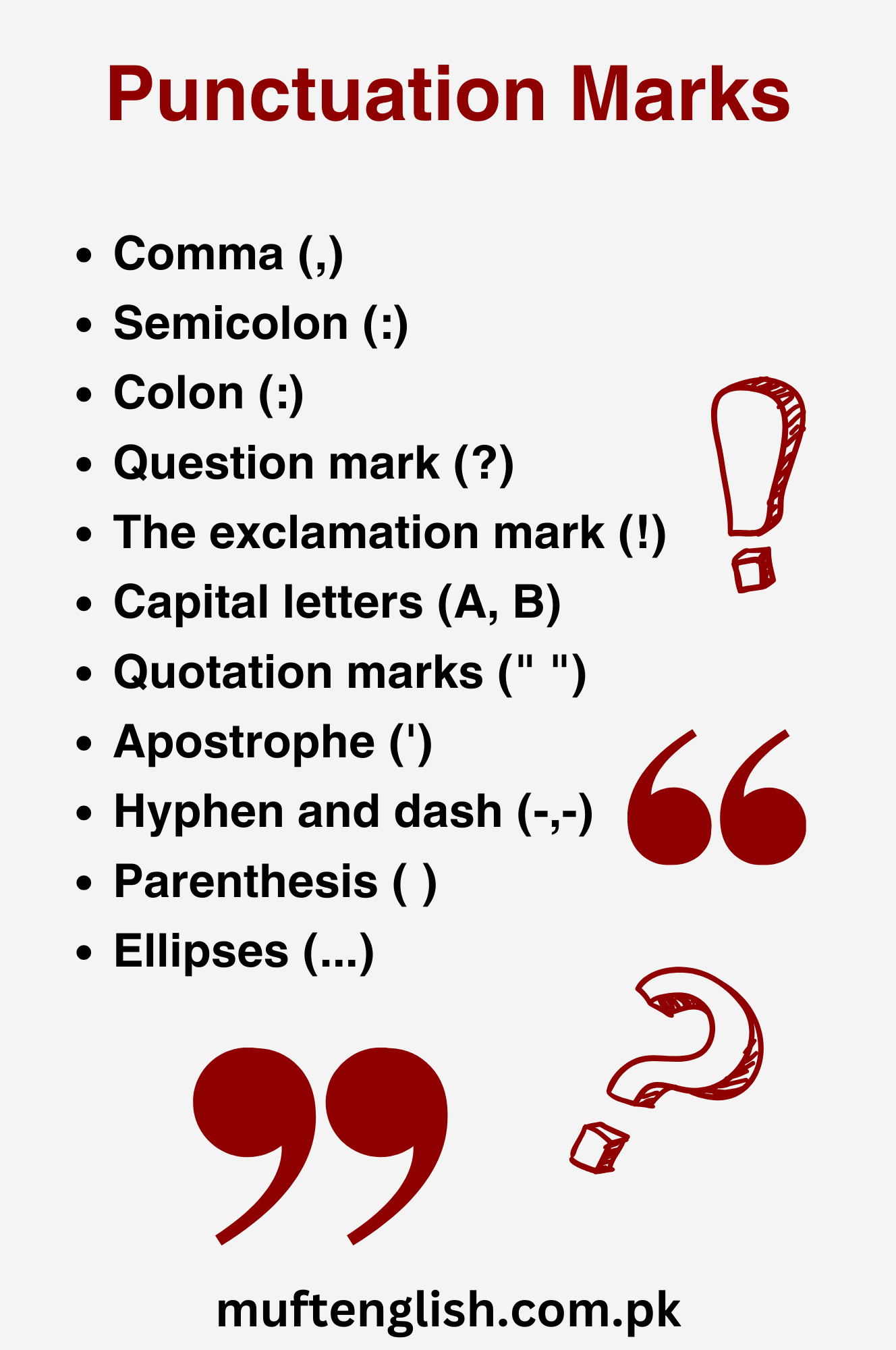 Use of Punctuation Marks in English Grammar with Examples