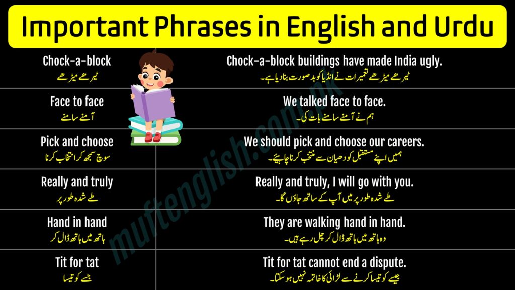 106 Idioms and Phrases with Urdu Meanings and Examples